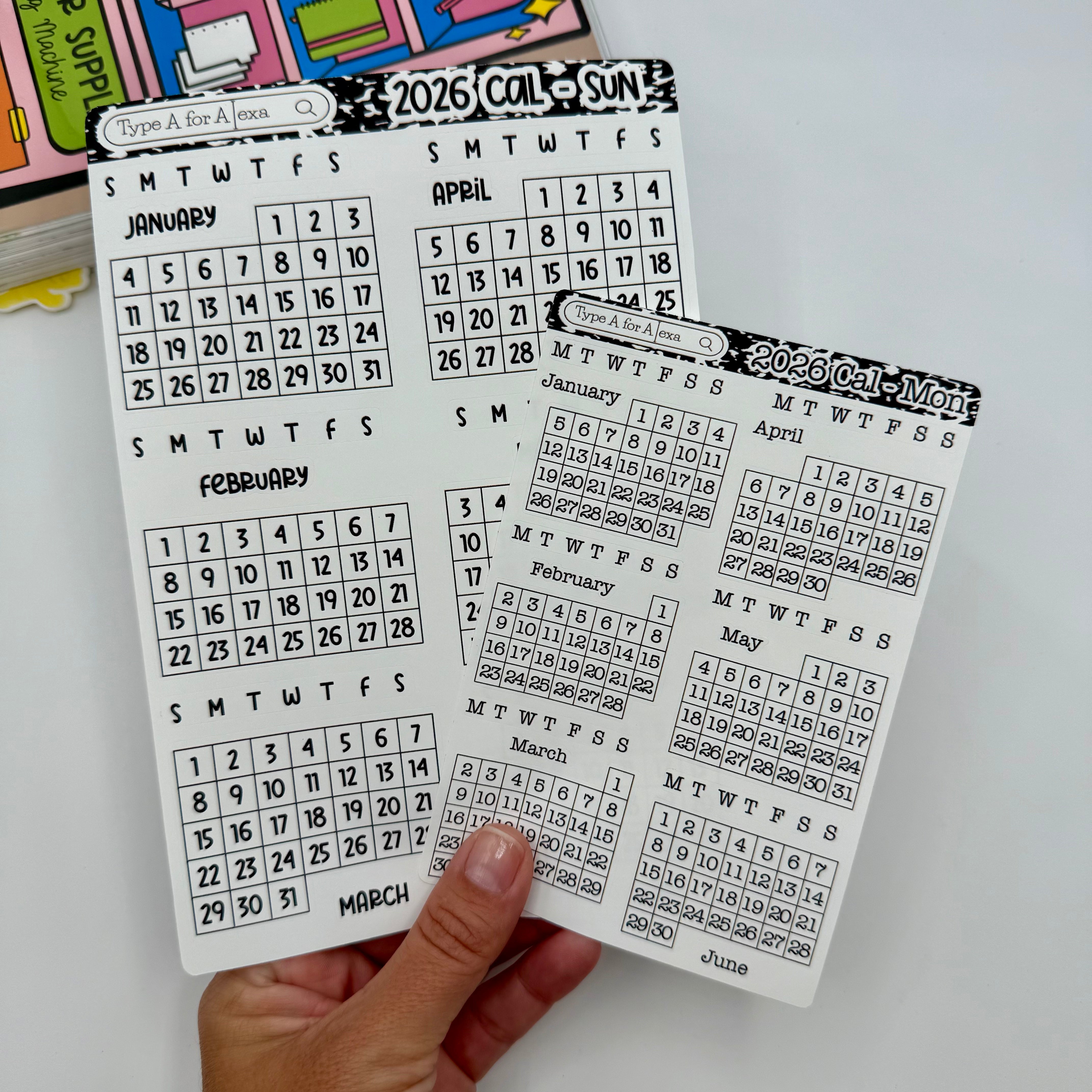 Individual Dated Monthly Calendar Stickers – TypeAforAlexa